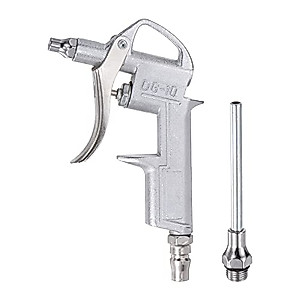 HARFINGTON Air Blow Gun Stainless Steel High Pressure Dust Blower Gun with Extension Air Tool 150mm Handle for Cleaning Car Computer Dust, Silver Tone