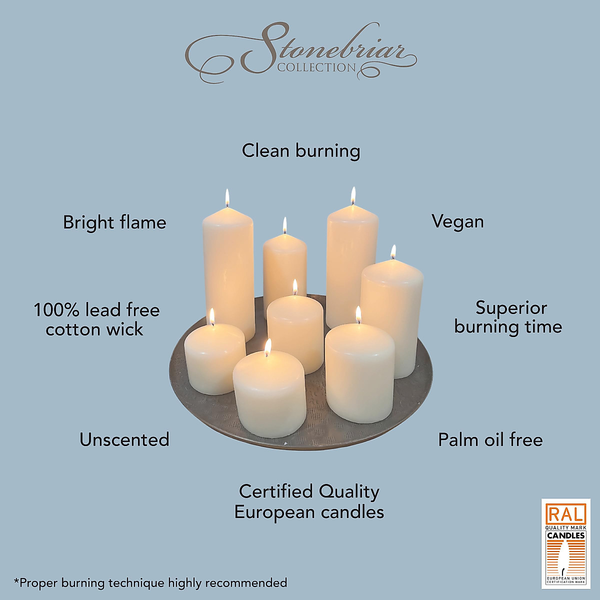 Stonebriar Tall 3x6 Inch Unscented Pillar Candles,White, 6 count