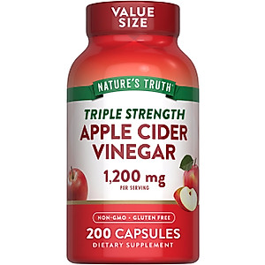 Nature's Truth Apple Cider Vinegar Capsules | 1200mg | 200 Pills | Extra Strength | Value Size | Non-GMO, Gluten Free Supplement