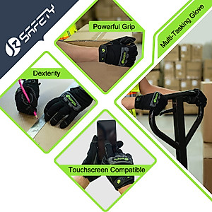 JKSafety High Performance Utility Work Gloves, all Purposes Mechanical Gloves, Guantes de Trabajo, for men and women, safety utility for works (G228-Black L)