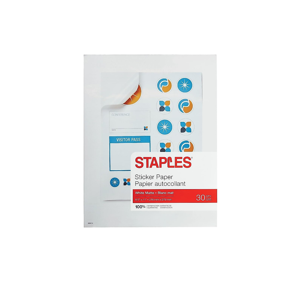Staples Matte White Sticker Paper 8.5 X 11 (30 Sheets)