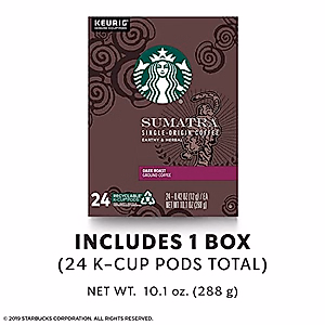 Starbucks Sumatra single serve K-Cup pods for Keurig brewers, 24 Count