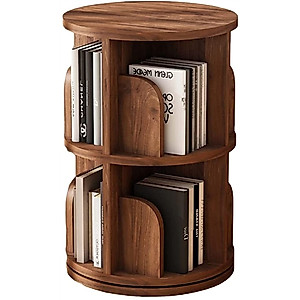 Creativity Corner Shelf Bookshelf Solid Wood Revolving Floor Standing Children Bookcase Living Room 360 Degree Rotating Storage HAOHAOMAI ( Color : Brown , Size : 39*67cm )