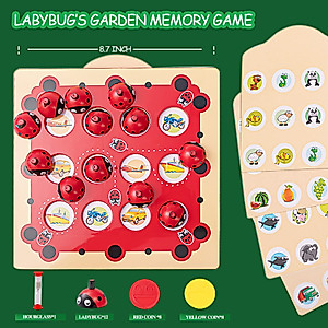 KidEwan Ladybug's Garden Memory Game, Educational Toys for Kids Ages 3 and Up, Memory Matching Board Game with Double-Sided Cards, Preschool Learning Toy for Toddlers Boys Girls