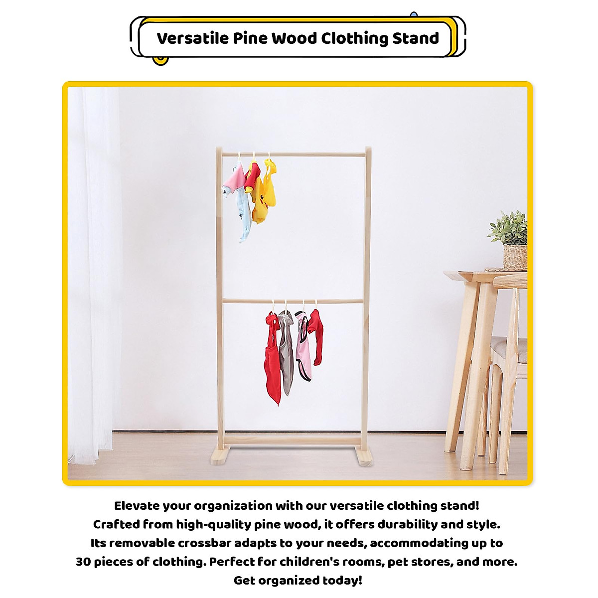 GDNTMU Dog Closet Garment Rack, Small Clothes Rack, Wood Pet Clothing Display Stand, Dog Garment Rack, Children's Clothes Organizer