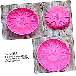 EXQUIMEUBLE 2pcs Sunflower Mold Silicone Cake Molds Silicone Bread Loaf Pan Cake Mould for Round Baking Pan Silicone Candy Mold Round Cake Pan DIY Baking Mold Household Baking Mold Large Rosy