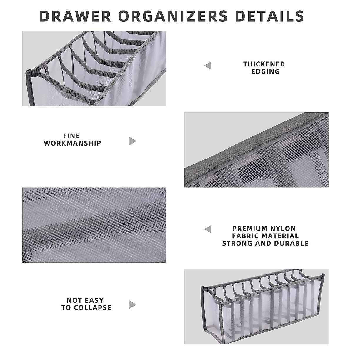 4Pack Wardrobe Clothes Organizer Drawer Organizers Closet Clothing Classification Leggings, Underwear, Socks T-shirts Washable Foldable Visible Grid Storage (B)