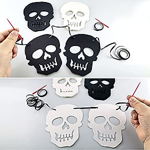 FAZHBARY 2 Pack White Black Skull Garland Birthday Party Decorations Pirate Theme Party Halloween Decorations Garland Banner
