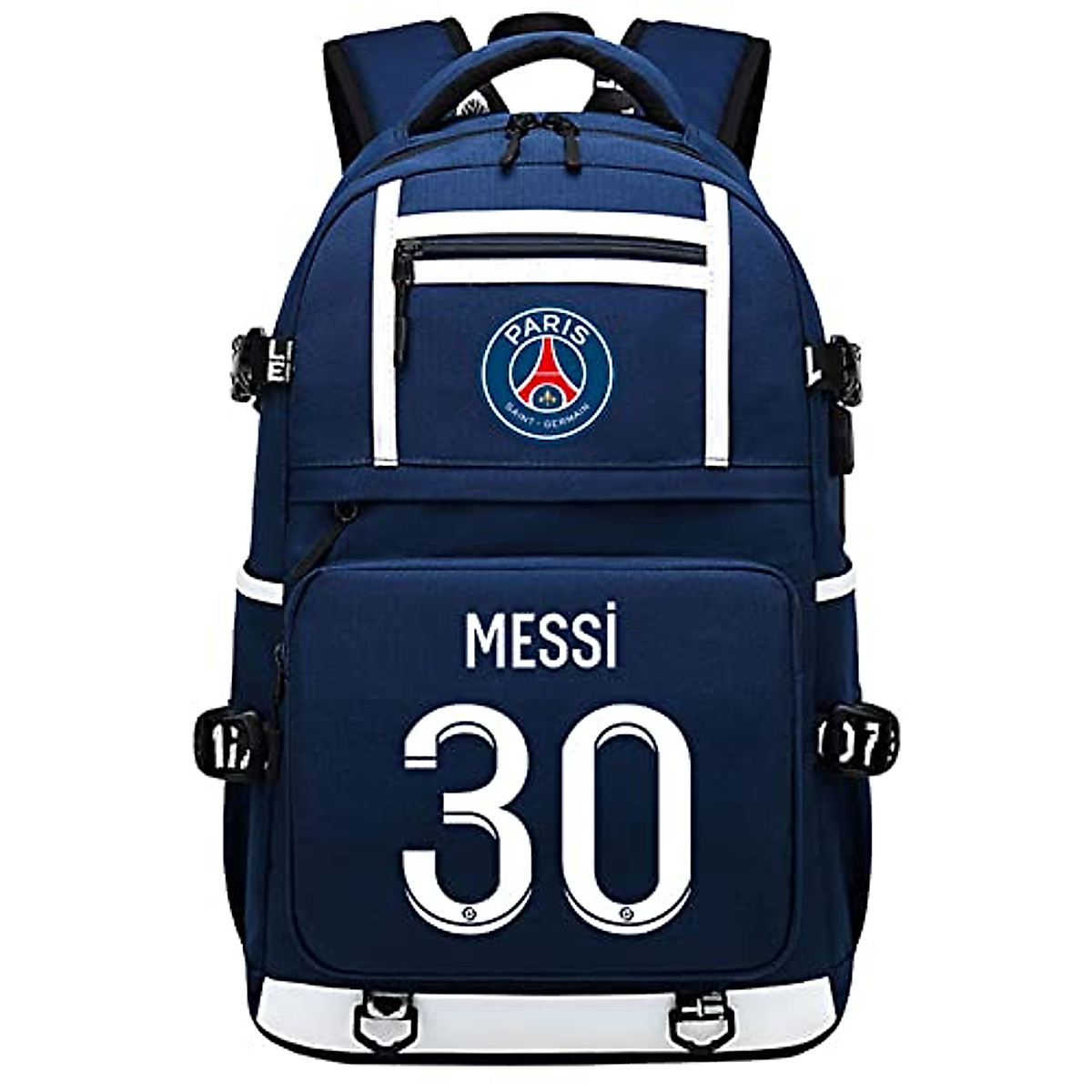 Waroost PSG Novelty Bagpack Messi Canvas Bookbag-Lightweight Large Knapsack with USB Charging Port for Travel,Outdoor