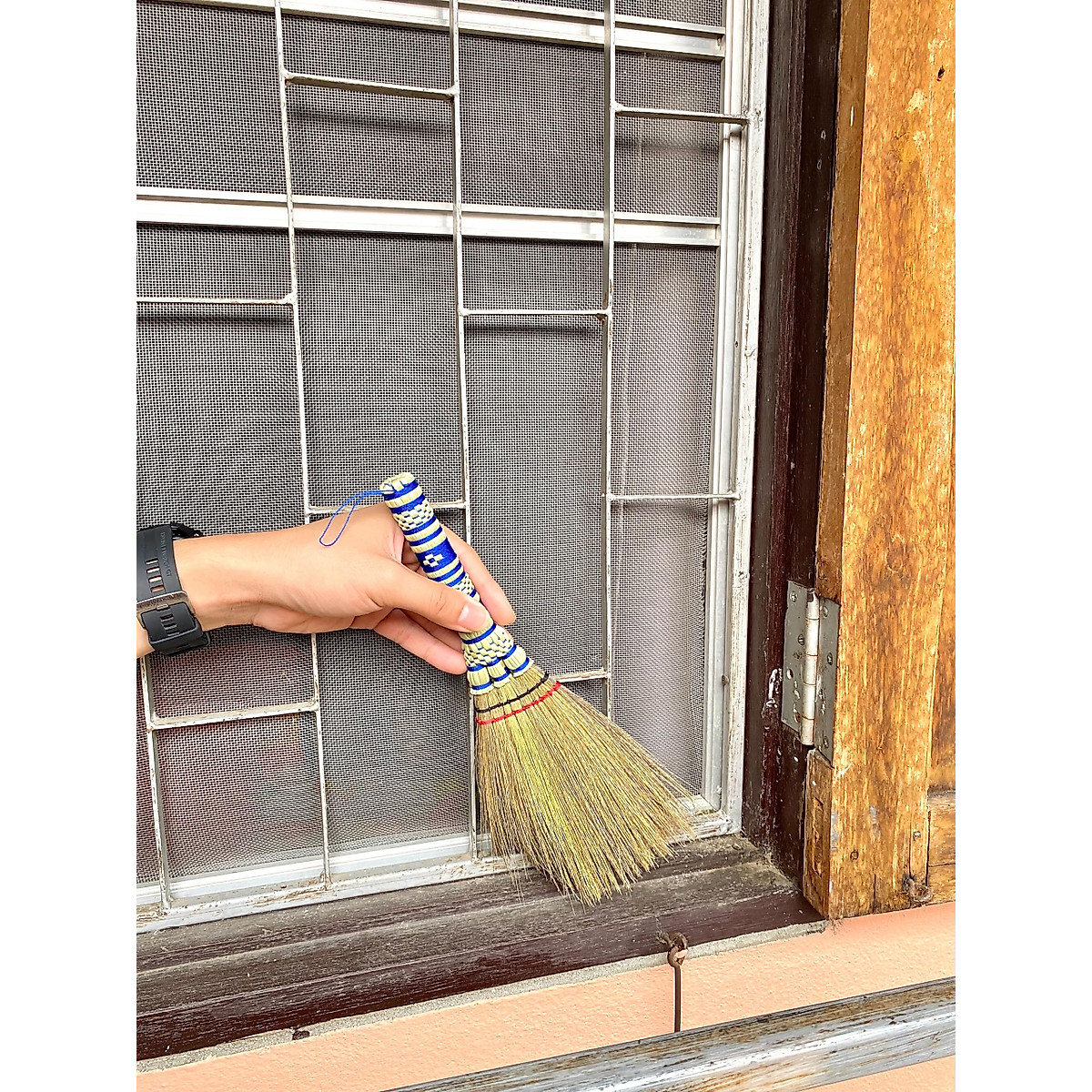 Small Corn Wisk Brush Broom 11 Inch Indoor Heavy Duty Multi Surface Hard & Soft Floor Home Office Cleaning Tool Supplies 100% Handmade for Household Sweeping Indoor Outdoor (staw Soft Broom)