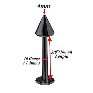 bodyjewellery 8pcs 16g Labret Lip Stud Cartilage Ring Tragus Snakebite Monroe Triple Forward Helix Conch Medusa Lobe Spike - 10mm