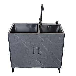TRGCJGH Bathroom Vanity with Top Sink, Wooden Double Door Bathroom Storage Vanity, Bathroom Vanity and Sink Combo, Bathroom Vanity(780X430mm/30.7X16.9in,Black)