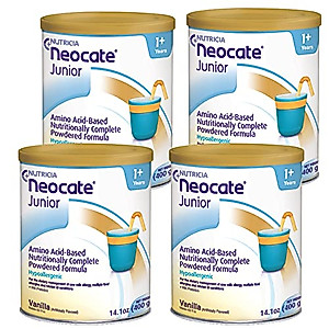 Neocate Junior - Powdered Hypoallergenic, Amino Acid-Based Toddler and Junior Formula - Vanilla - 14.1 Oz Can (Case of 4)