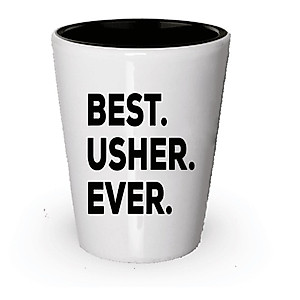 SpreadPassion Usher Shot Glass - Best Usher Ever - Usher Gifts For Kids Church Wedding Men - Thank You - Inexpensive Under $20 Or Add To Gift Bag Basket Box Set - Funny Cool Novelty Idea (1)