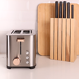 BergHOFF Ouro Gold Stainless Steel 2-Slice Toaster 850W 6 Shade Settings Auto Shut-off Extra Wide Slots Slide-out Crumb Tray