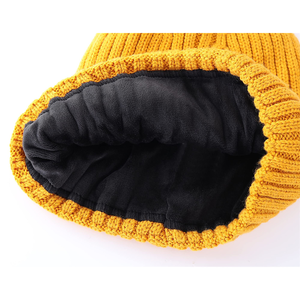 Connectyle Knit Cuffed Beanie Hat for Men Women Fleece Lined Warm Knitted Winter Hats Mustard Yellow