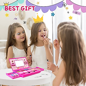 AMOSTING Real Makeup Toy for Girls Pretend Play Cosmetic Set Make Up Toys Kit Gifts for Toddler Kids