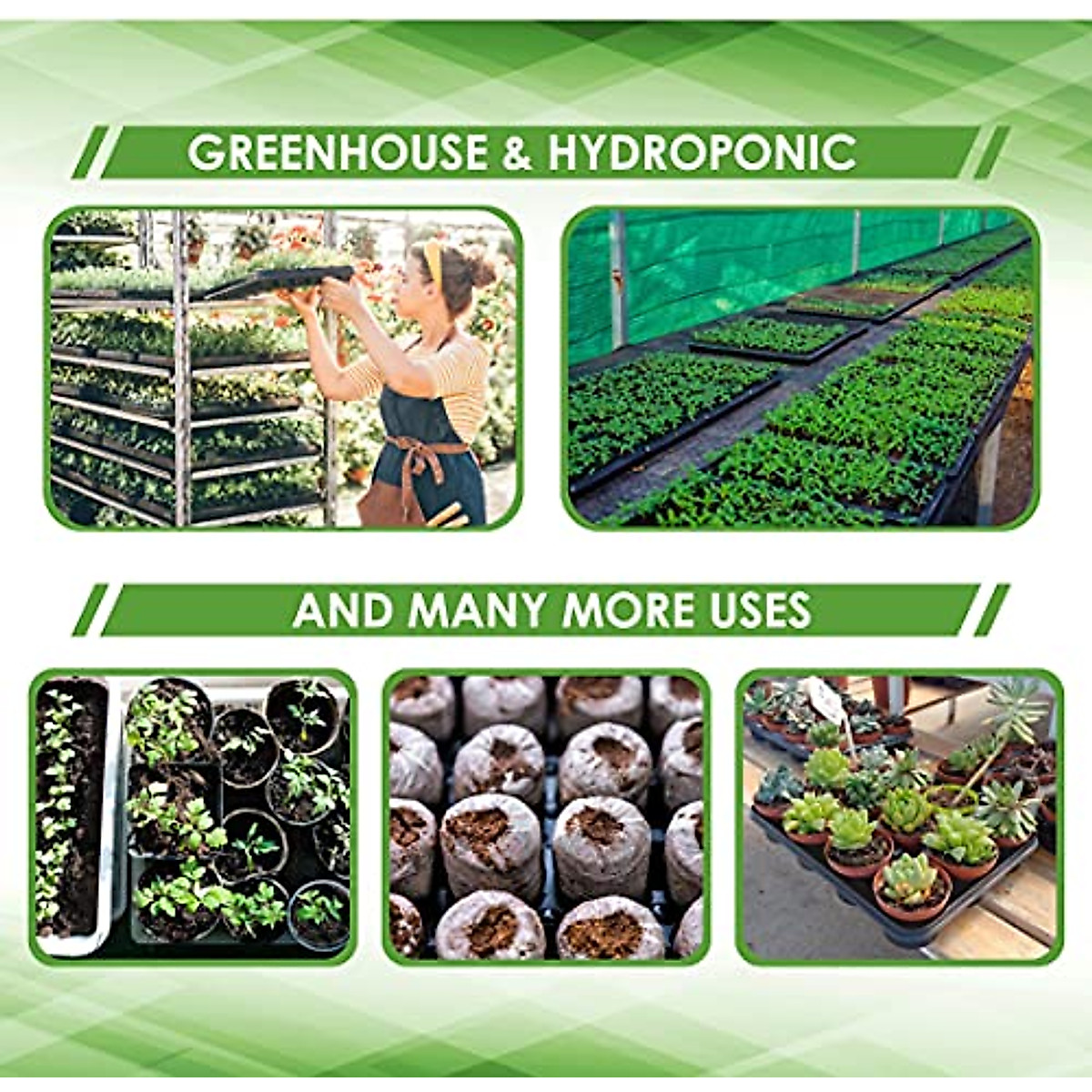 Germinator 6 Pack Premium Quality Seedling Trays, Microgreens Growing Trays, No Drain Holes, Heavy Duty, Durable Plastic, 1.5mm Thick, Plants Drip Tray, Best for Sprouting Vegetables and Wheatgrass