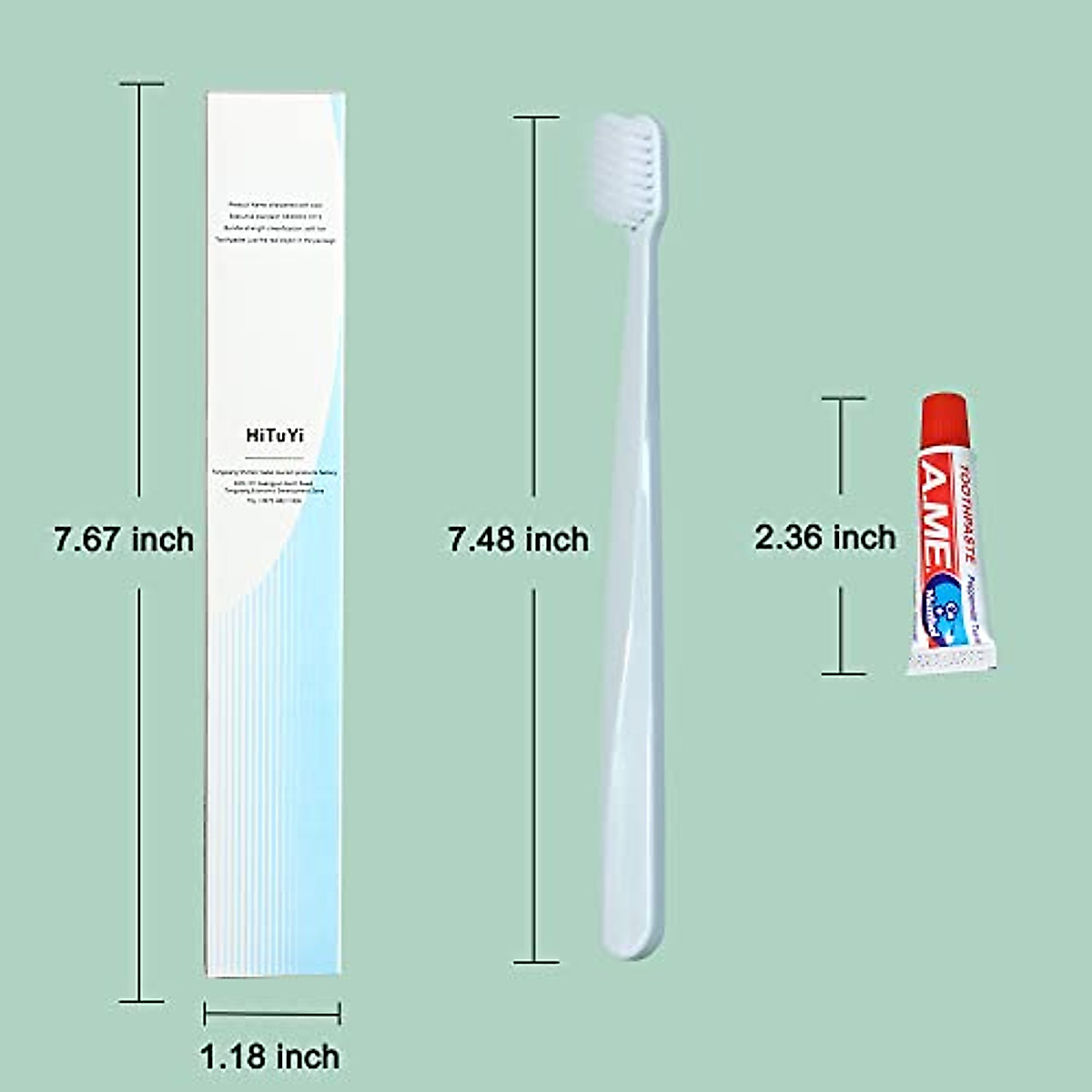 HiTuYi Manual Disposable Toothbrush Hotel Toothbrush Soft Bristle Travel with Toothpaste Individually Wrapped Paper Box 30pcs per Case