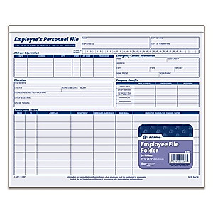 Adams Employees Personnel File Folder, Heavy Card Stock, 11-3/4 x 9-1/2 Inches, Pack of 20 Folders (9287ABF) ,Blue/White