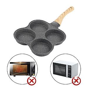 Lwuey Four Cup Fried Egg Pan, Egg Burger Pan 4 Cups Aluminum Stone Coating Nonstick Healthy Mini Skillet Uniform Heating for Induction Cooker Electric Ceramic Stove Breakfast Pancake Kitchen Utensil