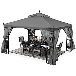 ABCCANOPY Patio Outdoor Gazebo 10X10 - Gazebo Canopy with Netting and Corner Frame Screen Wall for Backyard,Garden Gazebo Lawn (Dark Grey)