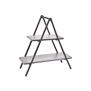 Godinger Serving Tray Serving Platter Appetizer Tray Pastry Tray 2 Tier with Metal Stand