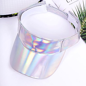 Marrywindix 1 Piece of Silver Sport Wear Athletic Visor Sun Sports Visor Hat Laser Visor Adjustable Cap for Women and Men (One Size)