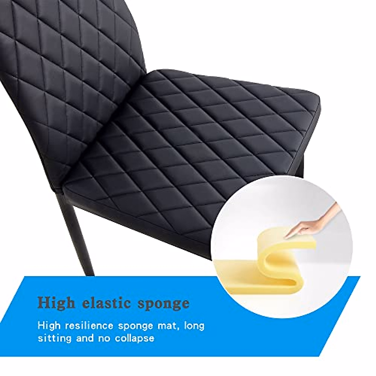 DFONCE 5-Piece Kitchen Dining Table Set Dining Table Set with Glass Tabletop PU Leather Chairs Dining Table Set for 4 for Dining Room Kitchen Dinette and Compact Spac Black