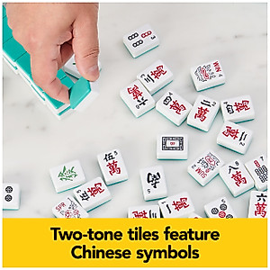 Spin Master Games Legacy Deluxe Mah Jong Classic Game with Two-Toned Tiles and Lined Wood Storage Case, Family Game for 4 Players Ages 8 and up