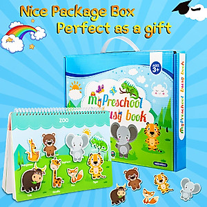 KINGTLE Busy Book for Kids, Preschool Montessori Toys Activity Binder, Toddlers Early Educational Learning Book, Sensory Books for Boys and Girls