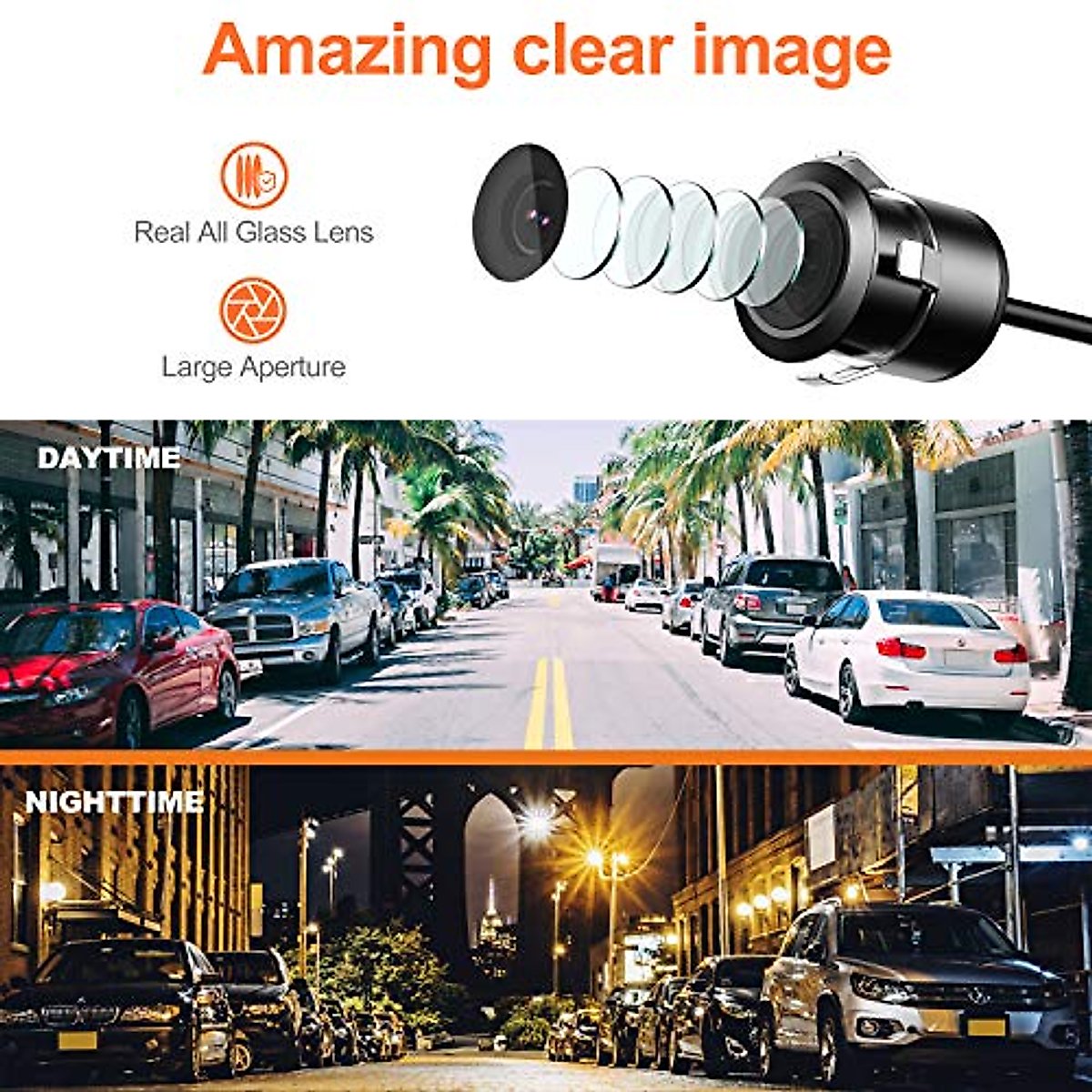 Reverse Backup Camera,RAAYOO L002 HD 170 Degree Wide View Angle Universal Car Front/Side/Rear View Camera,2 Installation Option,Removable Guildlines,Mirror Non-Mirror Image,12V only