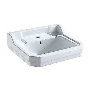 AMASHEN 24" Victoria Sink Without Pedestal, Rectangular Ceramic Bathroom Sink with Single Hole and Overflow, White (Sink Only)