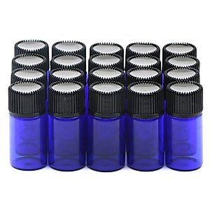Kesell 3ml 3/4 Dram Glass Essential Oils Sample Vials - Screw Cap w/Orifice Reducer - Pack of 20