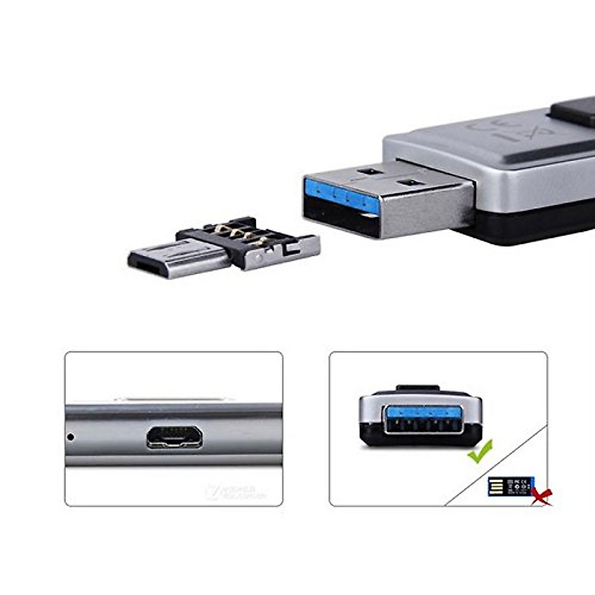 chenyang 5 Pack Micro USB OTG Adapter Micro USB Male to USB 2.0 Female Ultra Mini Size Connector Adapter