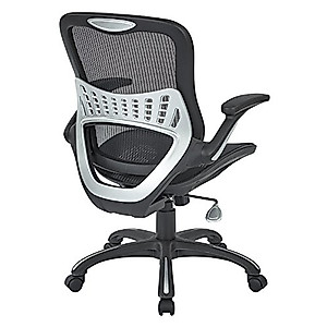 Office Star Ventilated Manager's Office Desk Chair with Breathable Mesh Seat and Back, Black Base, Black