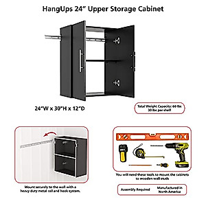 HangUps Upper Storage Cabinet, 24", Black