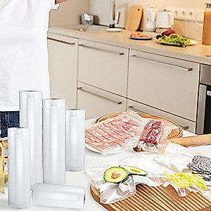 Sekonow 8 Rolls 7 Sizes Vacuum Sealer Bags for Food, Heavy Duty Vacuum Seal Bags, Sous Vide Bags for Meal Prep, Food Storage (4.7", 5.9", 6.7", 7.9", 8.7", 9.8", 11"×16.4')