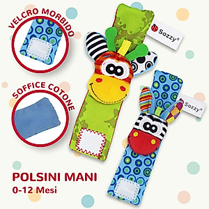 Synchain Soft Baby Rattles Toys, Newborn Wrist Rattles Sock Set-Hand Bracelet Rattle, Feet Socks, Cute Rattle Socks Toys Gift for 0-12 Month Babies.