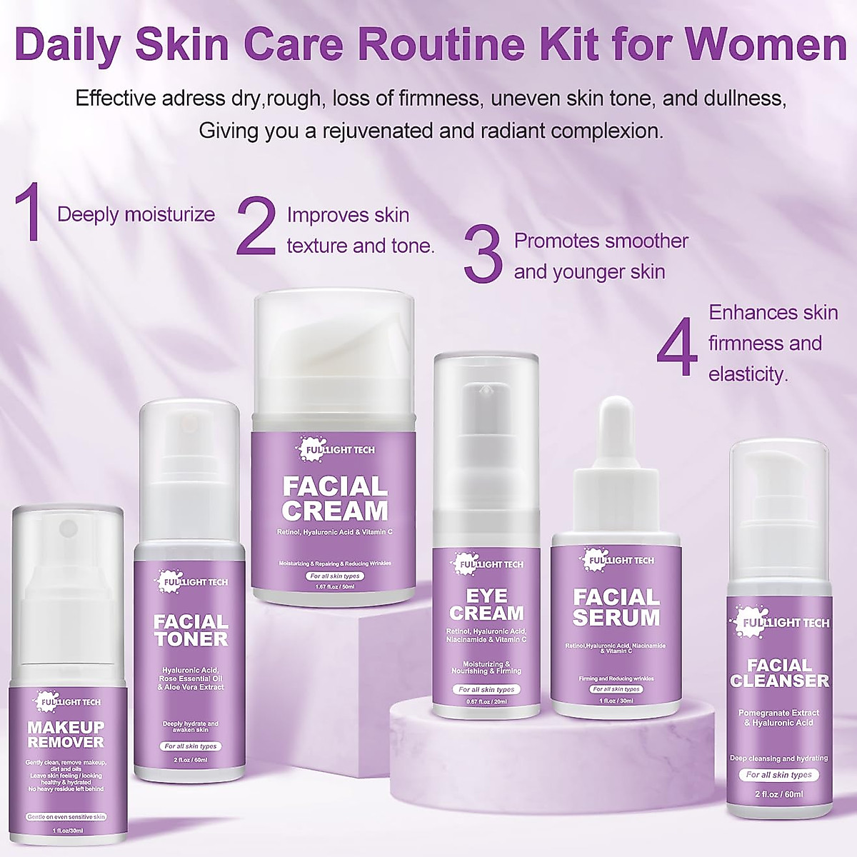 Skin Care Set,Gentle Anti-aging Skin Care Kit,Hydrate,Moisturize Skin,Facial Skin Care Routine Kit Women Teen Girls Skincare Gift Set,Wife Mom Women Gifts for Valentines,Christmas,Birthday Gifts Her