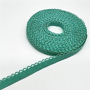 GARMEC 5yards 10mm Lace Elastic Ribbon Fold Over Spandex Elastic Band for Sewing Lace Trim Waist Band Garment Accessory (Color : Cyan, Size : 2yards)