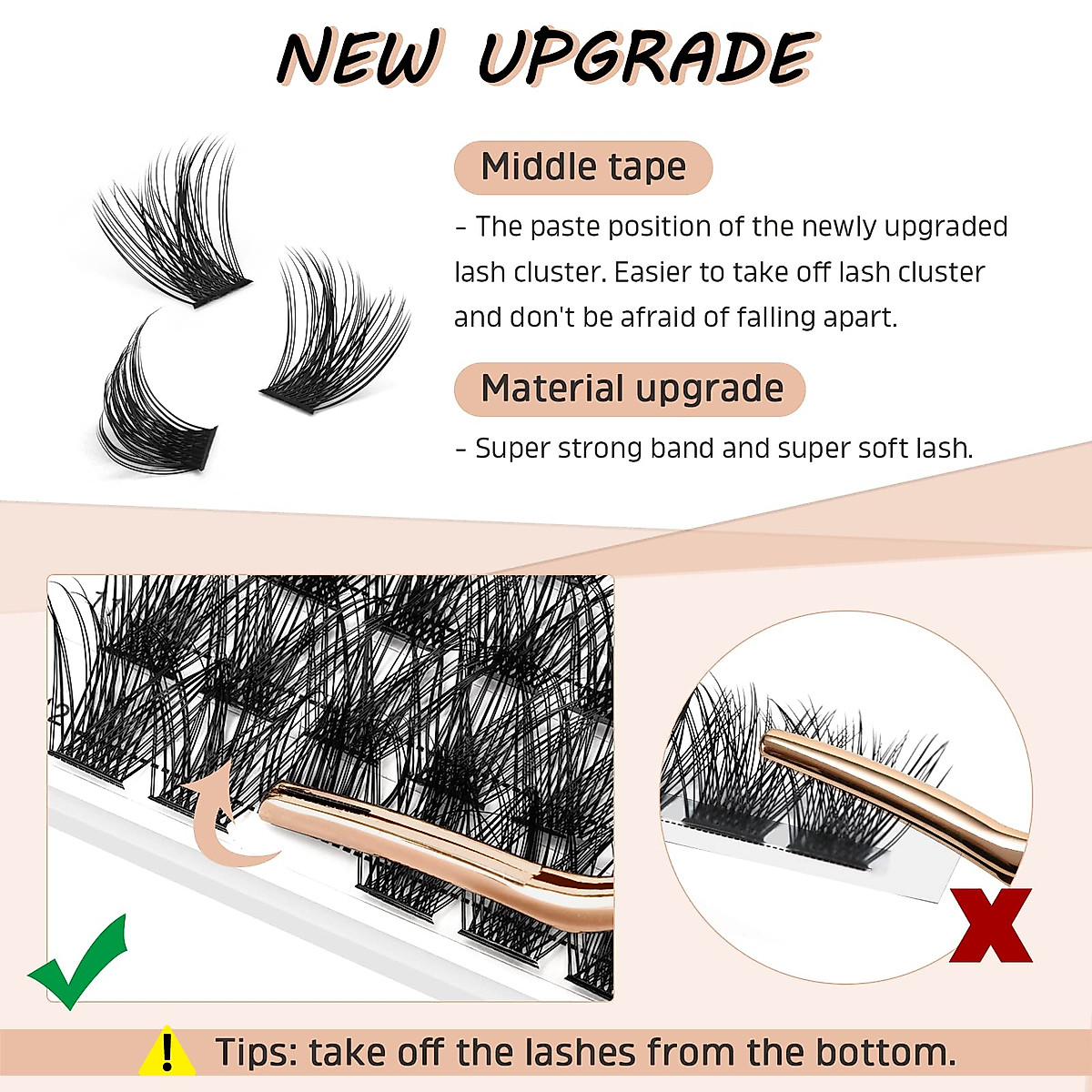 72 Pcs Lash Clusters DIY Eyelash Extension C Curl 14mm Wide Stem Cluster Lashes Individual Lashes Cluster Lashes Wisps Reusable Professional Makeup for Self-application (Volume R-05 C 14mm)