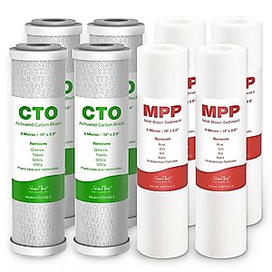 SimPure 5 Micron 10" x 2.5" Whole House CTO&PP Water Filters, Standard Whole House and 3-stage RO Filter Replacement Cartridge