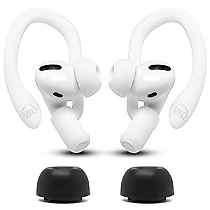WC HookZ + WC TipZ - Over Ear Hooks and Memory Foam Tips Combo for Airpods Pro by Wicked Cushions | White & Black