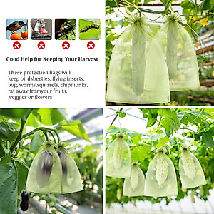 50 PCS 6X9 inches Fruit Protection Bags,Fruit Bags for Fruit Trees,Fruit Bags Protection,Green Netting Fruit Cover Bags Drawstring Mesh Fruit Protectors Pest Barrier for Fruit Trees Veggies Garden