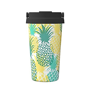 WANGXUEE Tropical Pineapple Print 500ml Stainless Steel Travel Tumbler Double Wall Vacuum Insulated Coffee Mug