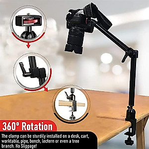 Arkscan MCM5 Tabletop Photography Videography Live Stream Zoom Meeting Classroom Table clamp Mount with ¼-20 mounting Bolt for iPhone Android Smartphone, and Nikon Sony Canon Camera & Camcorder