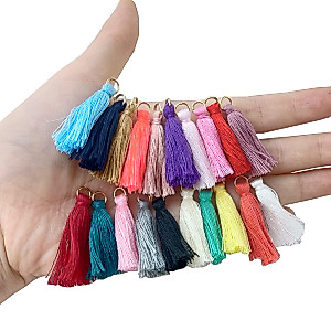 TIHOOD 200PCS Mini Tassel Kit Tiny Craft Tassel 1.2 Inch Handmade Soft Craft with Golden Jump Ring for Earring Jewelry Making, DIY Projects, Making Garland Keychain, Bookmarks, 20 Colors