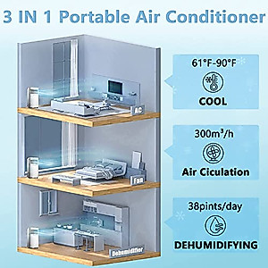 Joy Pebble Portable Air Conditioner 8000 BTU for Small Room, 3-in-1 AC Unit with Fan & Dehumidifier Cools 350 sq. ft, Energy Saving Portable AC with ECO Mode, 2 Fan Speeds, Auto Swing, 24H On/Off Timer, Full-Function LED Remote Control