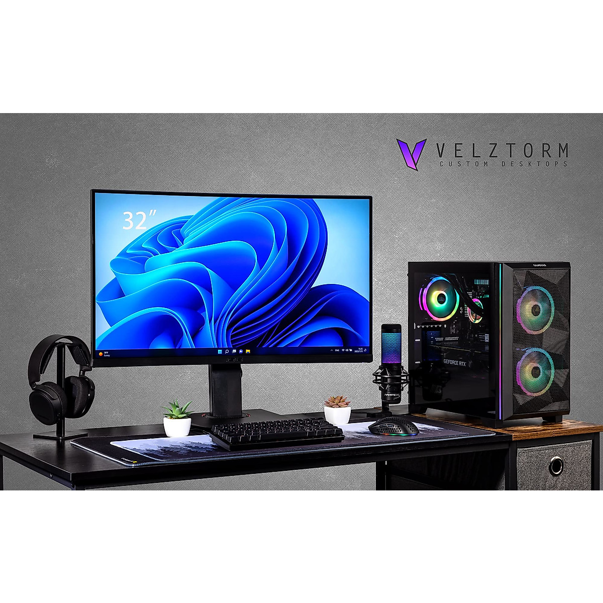 Velztorm Mini Pilum CTO Gaming Desktop PC (AMD Ryzen 7-5700X 8-Core, GeForce RTX 3070, 32GB DDR4, 512GB PCIe SSD + 2TB HDD (3.5), 120mm AIO, RGB Fans, 750W PSU, WiFi 5, BT, Win11P) VELZ0058